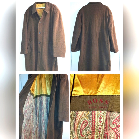 Hugo Boss | Jackets & Coats | Vintage Mens Hugo Boss Overcoat Brown ...